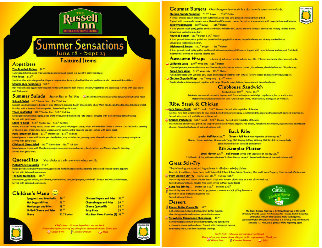 2018SummerSensationsMenuFacebook | The Russell Inn